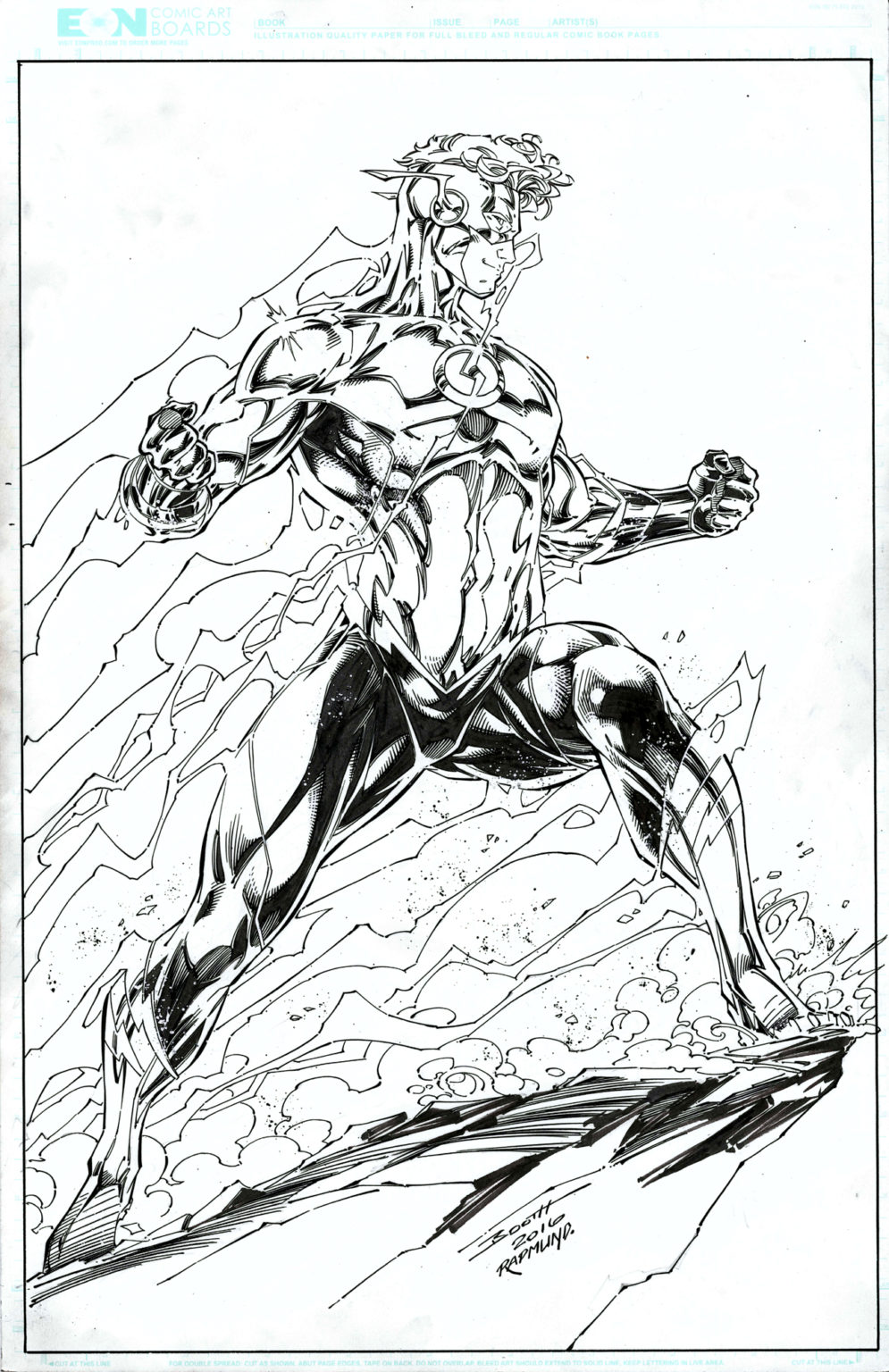 titans-rebirth-wally-west-flash-pinup-abel-original-art